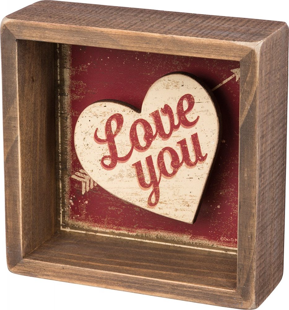 Box Sign - Love You SIZE: 5" Square - WF Shopping