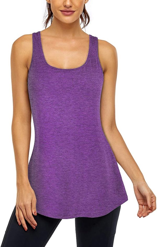 Womens Workout Sports Yoga Racerback Tank Tops with Built in Bra - WF Shopping