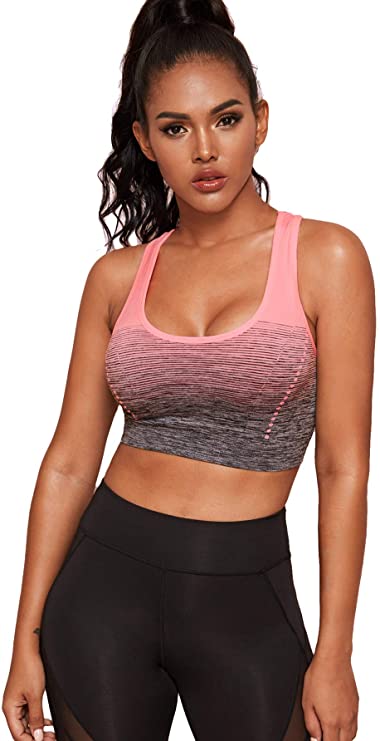 Women's Racerback Seamless Yoga Workout Padded Sport Bra - WF Shopping