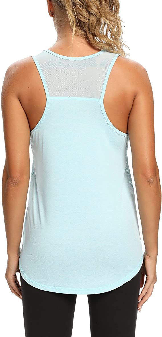 Women Sleeveless Racerback Mesh Yoga Shirts - WF Shopping