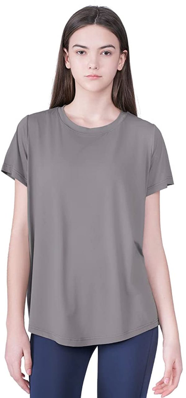Womens Comfortable Short Sleeve Lightweight Crewneck Tops - WF Shopping