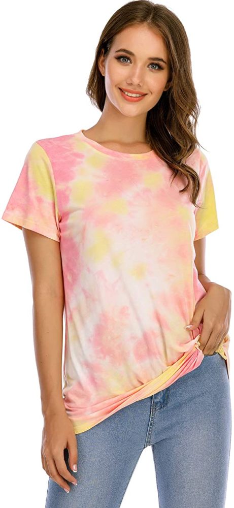 Womens Short Sleeve Loose Twist Knot Front T Shirts Cotton - WF Shopping