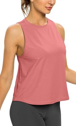 Athletic Crop Tops Flowy Cropped Workout Top High Neck - WF Shopping