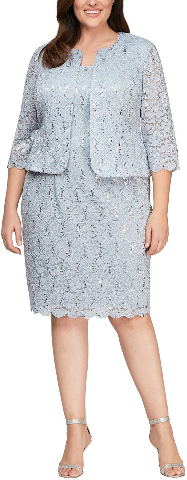 Alex Evenings Women's Plus Size Lace Jacket Dress - WF Shopping