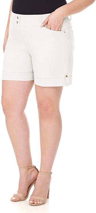 Rekucci Curvy Woman Plus Size Slimming 6 Inch Short with Cuff - WF Shopping