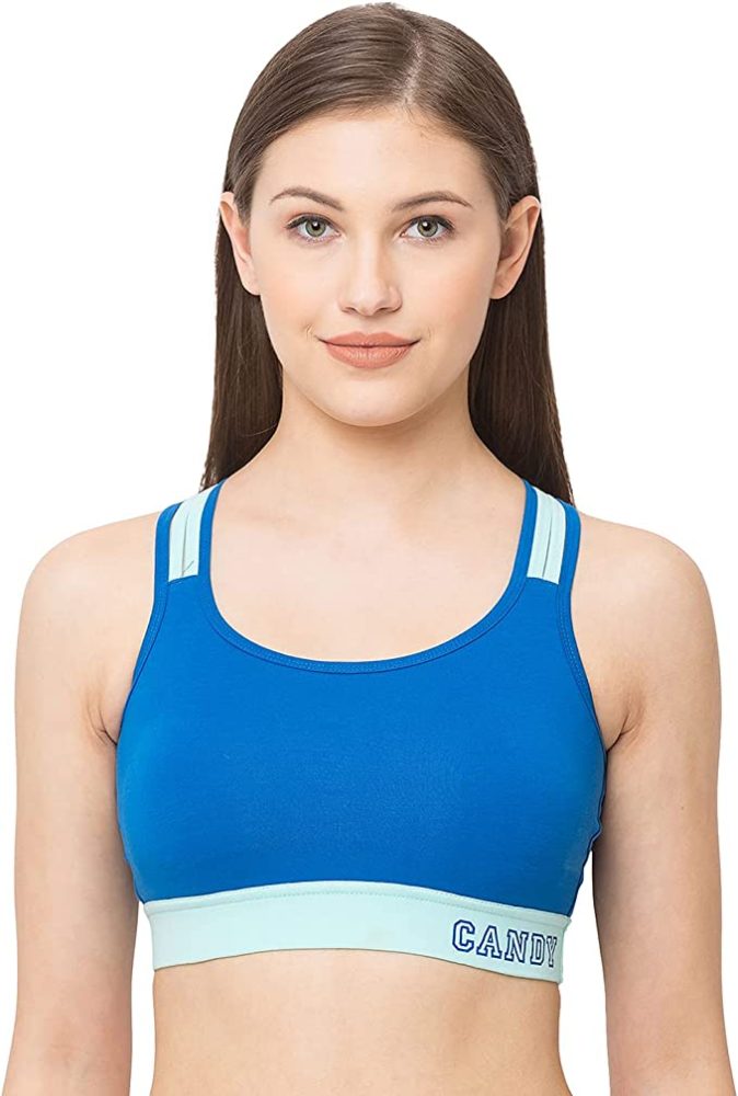 Women's Royal Blue High Impact Cotton Padded Wirefree Sports Bra - WF ...