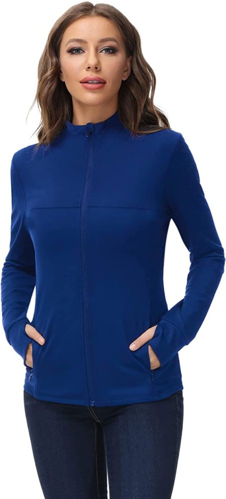 Women's Full Zip Workout Running Track Jacket Lightweight Gym Athletic ...