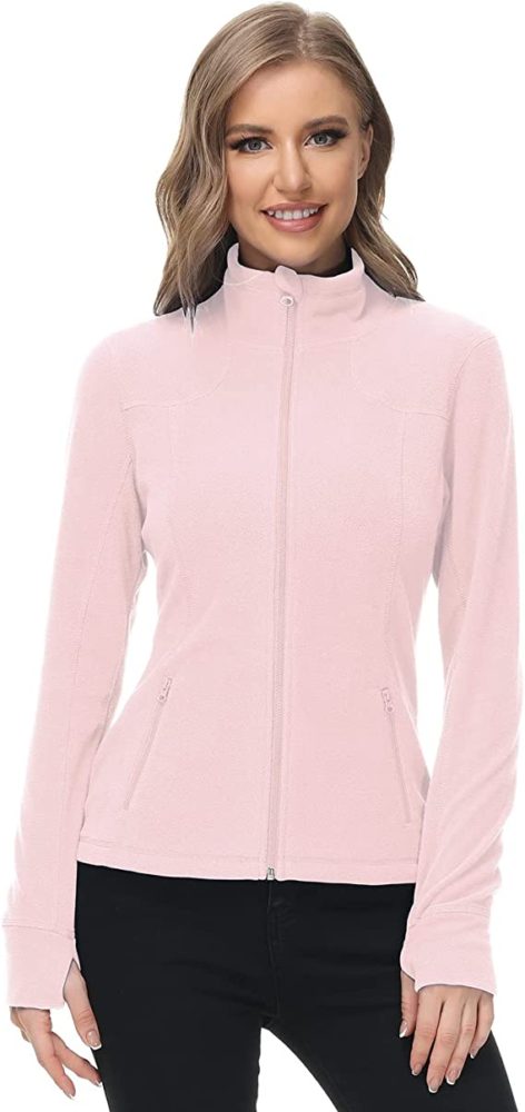 Women's Lightweight Soft Fleece Athletic Running Track Jackets Slim Fit ...