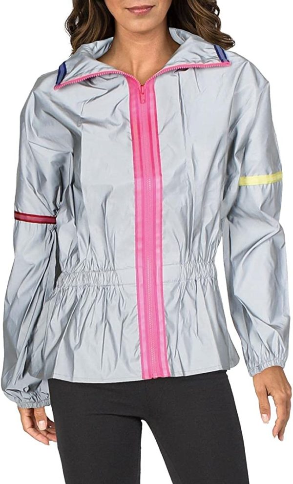Women's Reflective Trim Peplum Activewear Jacket with Stand Collar - WF ...