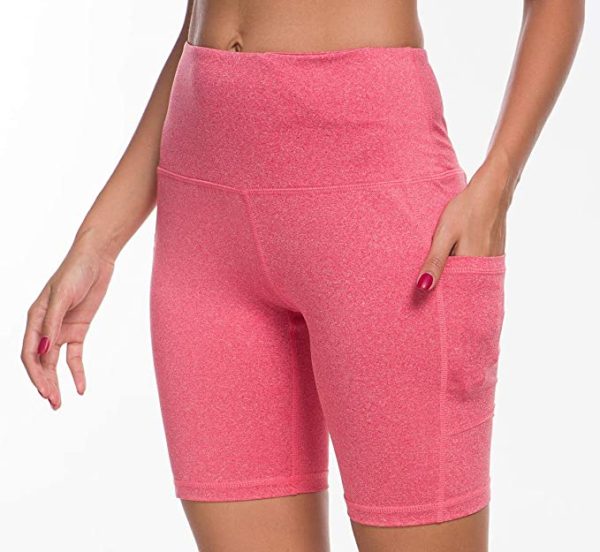 High Waist Out Pocket Yoga Short Tummy Control Workout Running 4 Way ...