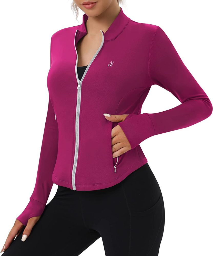 Women's Cropped Running Jacket Lightweight Slim Fit Full Zip - WF Shopping