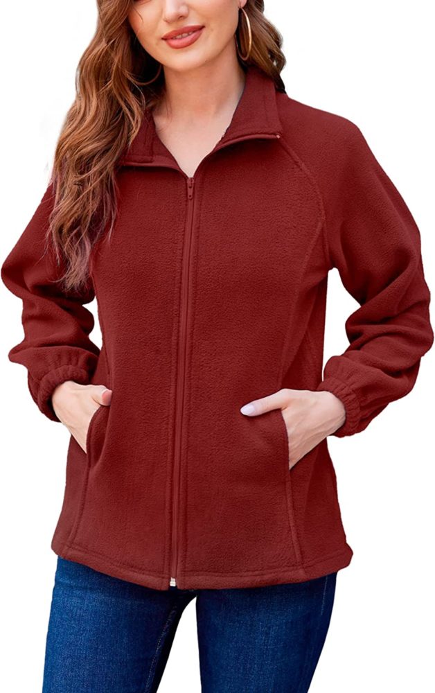 Women's Polar Fleece Jacket Lined Sherpa Full Zip Up Outdoor - WF Shopping