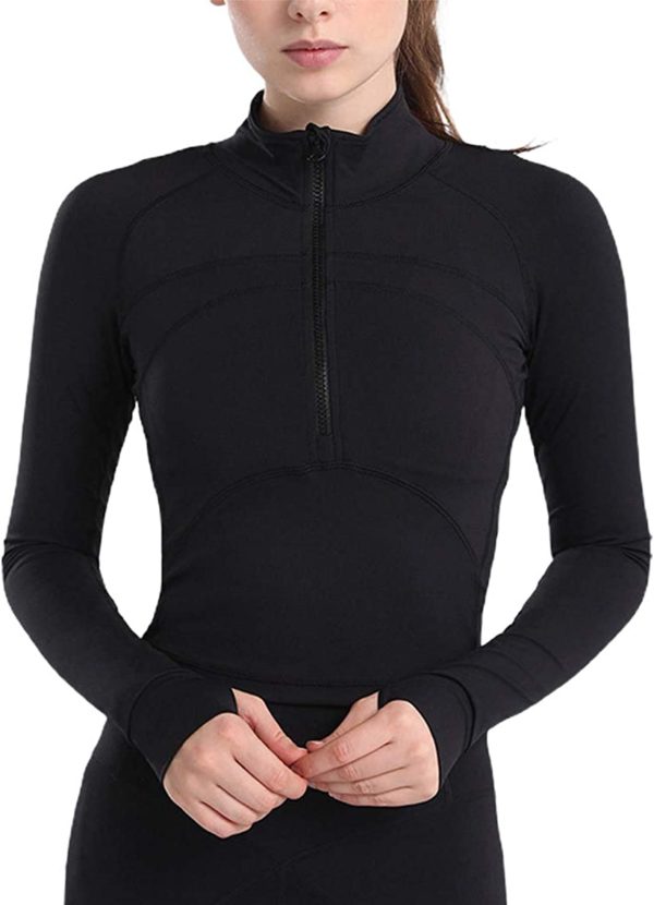 Women's Lightweight Half Zip Athletic Track Performance Workout Jacket ...