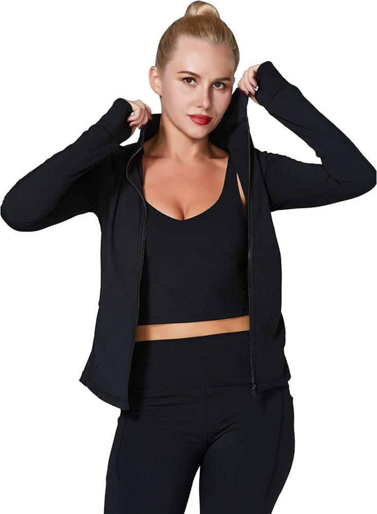 Women's Slim Fit Lightweight Jackets Full Zip Sports Running Jacket ...