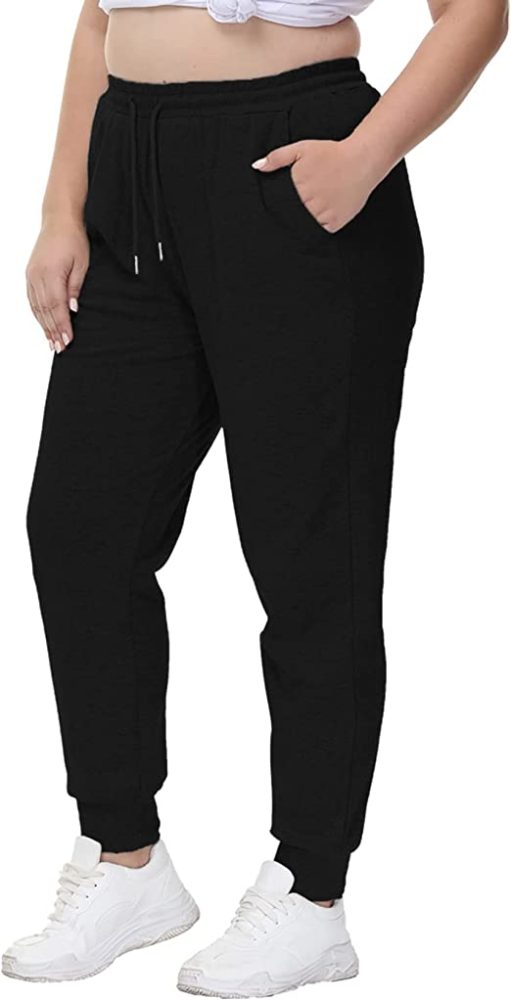 Womens Cotton Plus Size Sweatpants Drawstring Loose Joggers Running ...