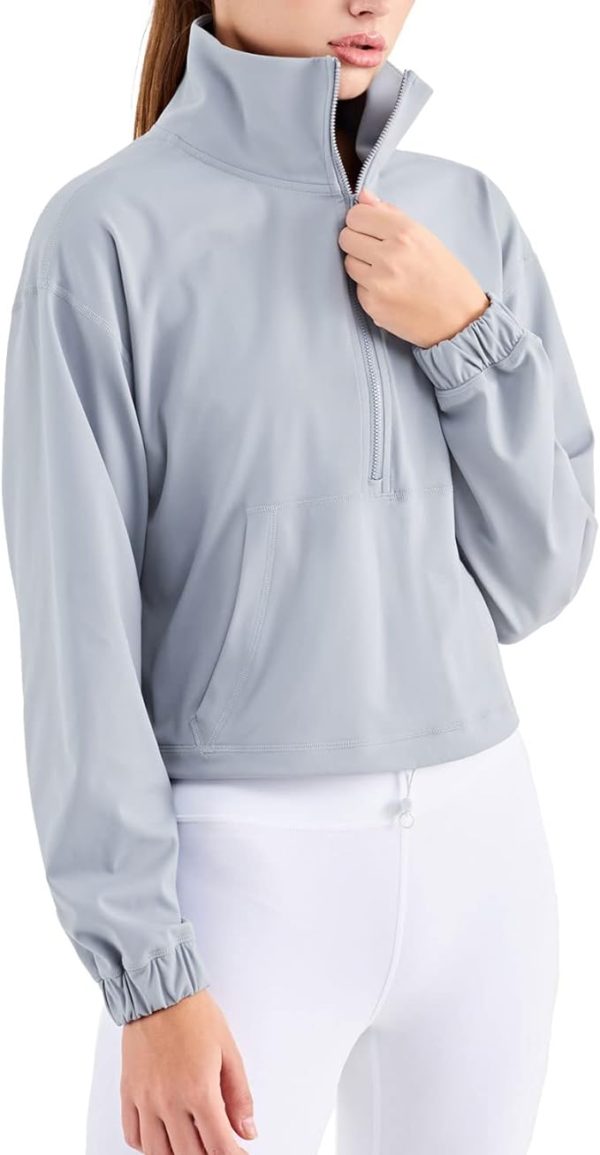 altiland Half Zip Pullover Cropped workout Jackets for Women - WF Shopping