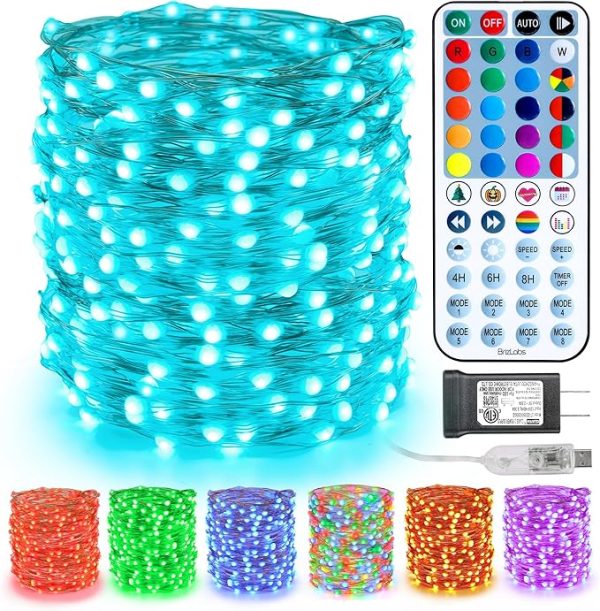 BrizLabs Color Changing Fairy Lights, 66ft 200 LED Rainbow Christmas ...