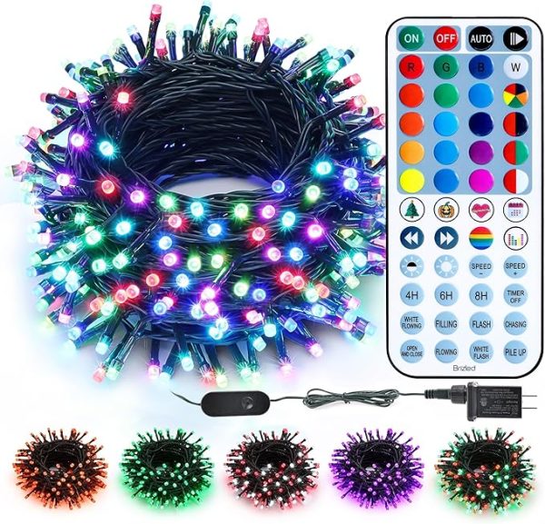 Brizled Color Changing Christmas Lights, 66ft 200 LED RGB String Lights ...