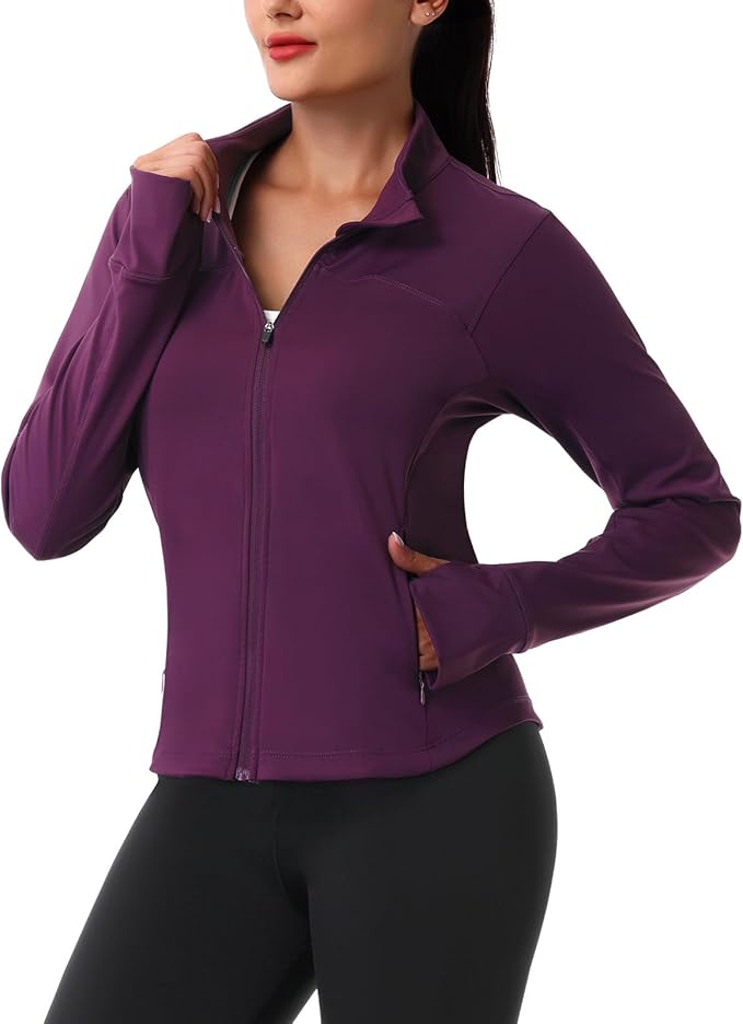 ANIVIVO Women's Zip Up Workout Jackets Athletic Running Jackets Slim Fit Lightweight Yoga Jacket ...