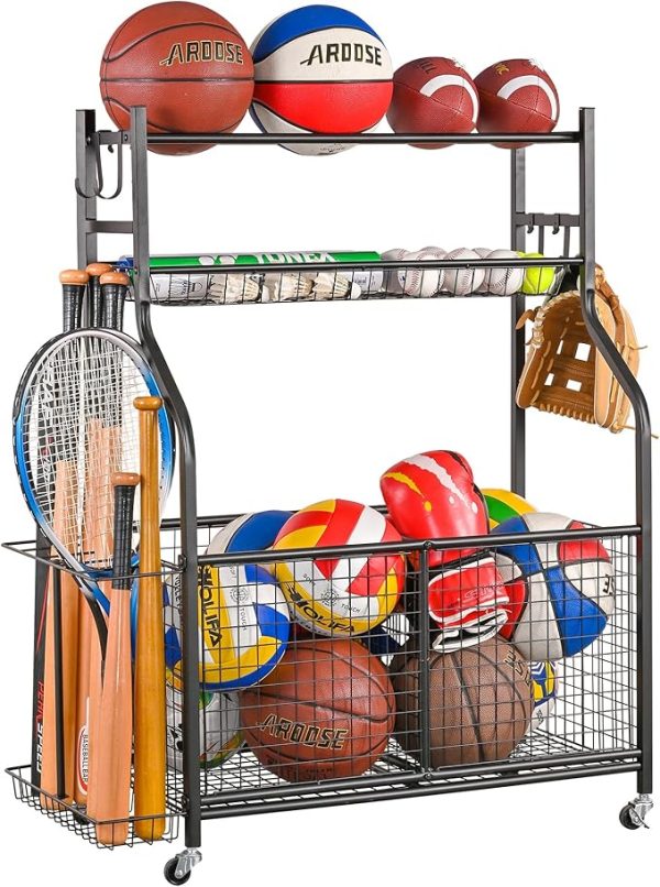 Mythinglogic Sports Equipment Garage Organizer,Garage Ball Storage for ...