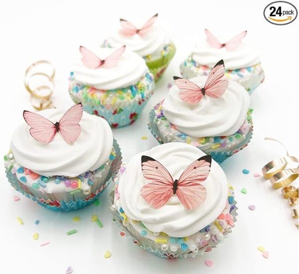 Small Pastel Pink Butterfly Cake Toppers for Valentine's Day Party - WF ...