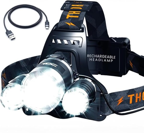TDC Headlamp Rechargeable USB-C, 1080 Lumen, Super Bright Head Lamps ...