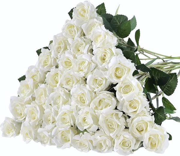 YXZZWL 60 Pcs Artificial Roses in Bulk, Fake Silk Roses Realistic Roses ...