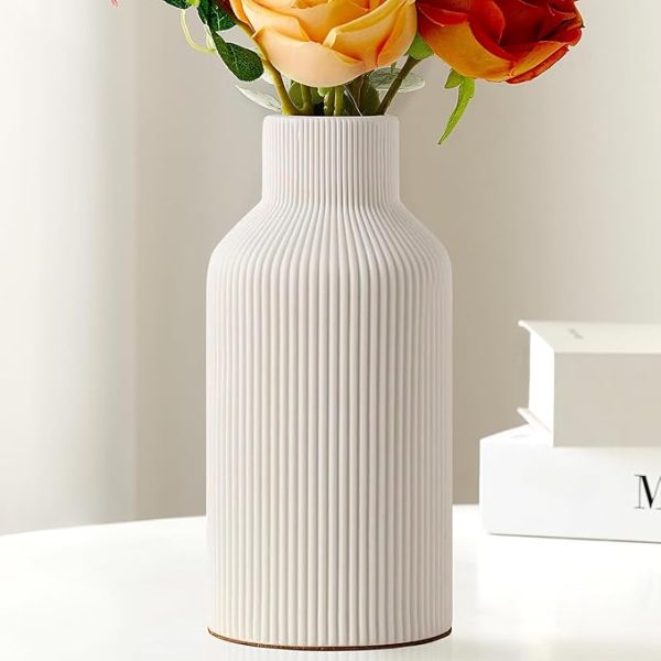 Mfacoy White Ceramic Flower Vase, Minimalist Decor, Modern Home ...