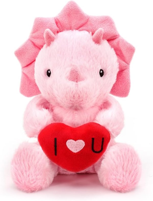 Valentine's Day Gifts for Kids, Pink Dinosaur Stuffed Animal with Heart ...