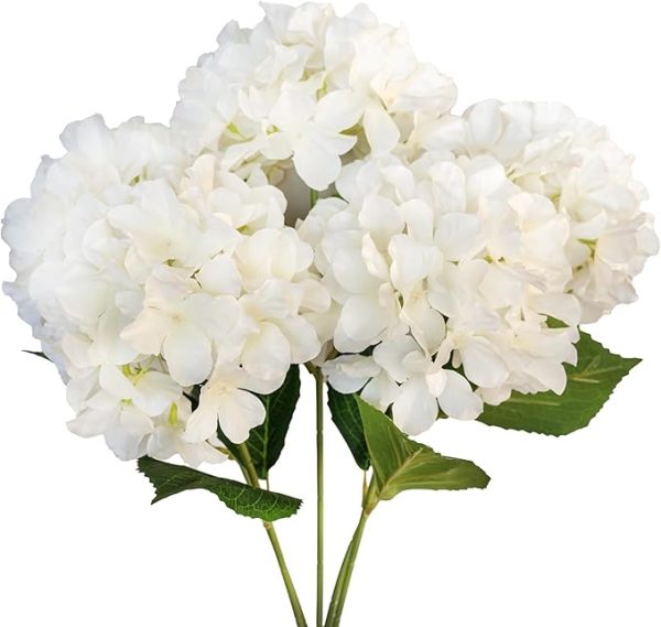 Artificial Hydrangea Flowers Long Stems Real Touch Fake Silk Faux Bulk ...