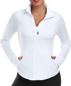 Workout Jackets for Women Anti Slip Zipper Up Running Jackets ...