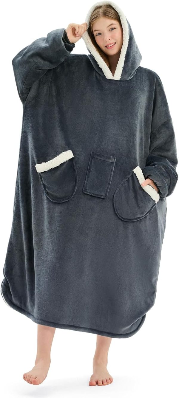 L'AGRATY Oversized Wearable Blanket Hoodie for Adults: Oversized Sherpa ...